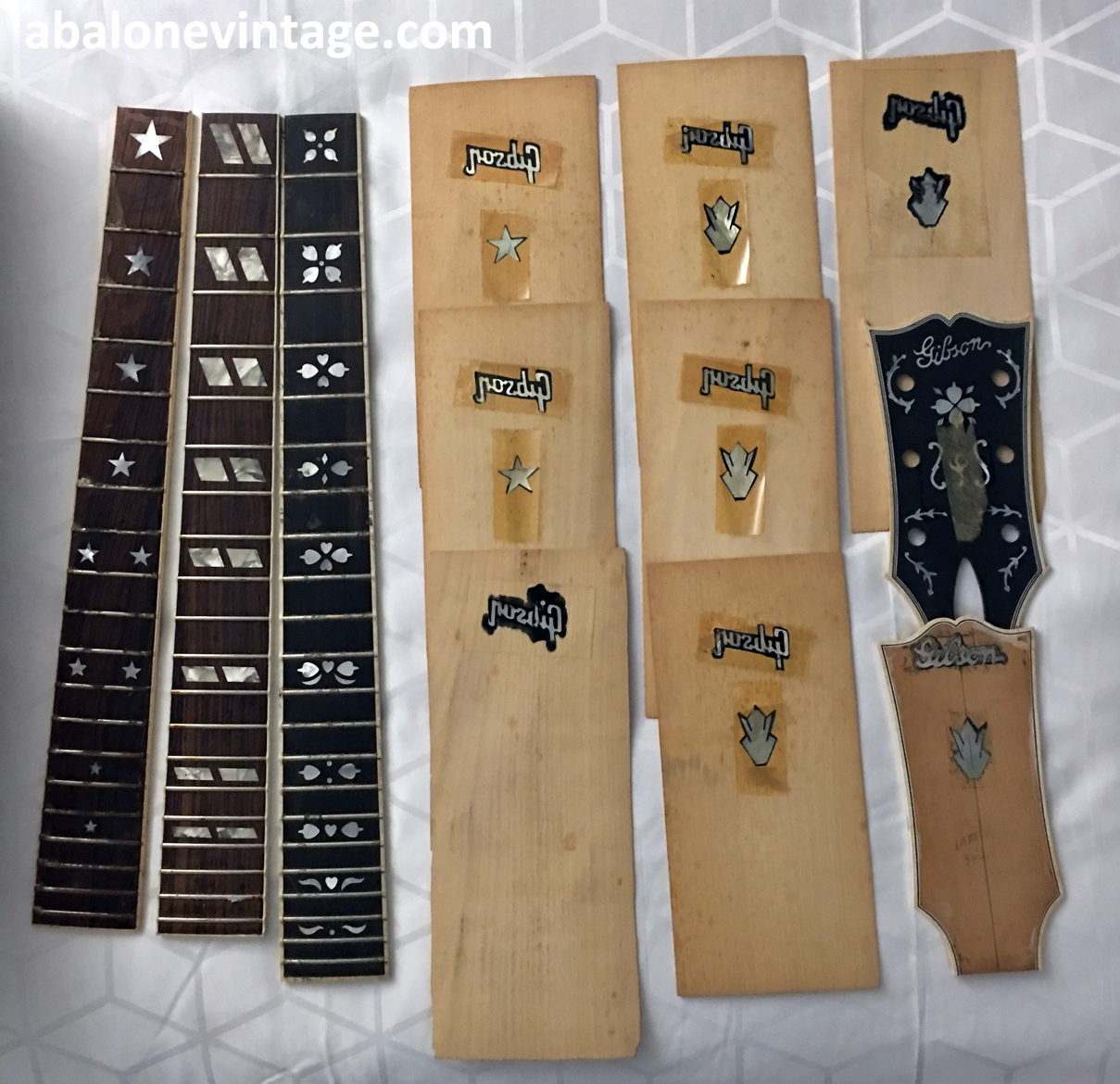 Gibson Guitars original NOS fingerboards and headstock overlays.